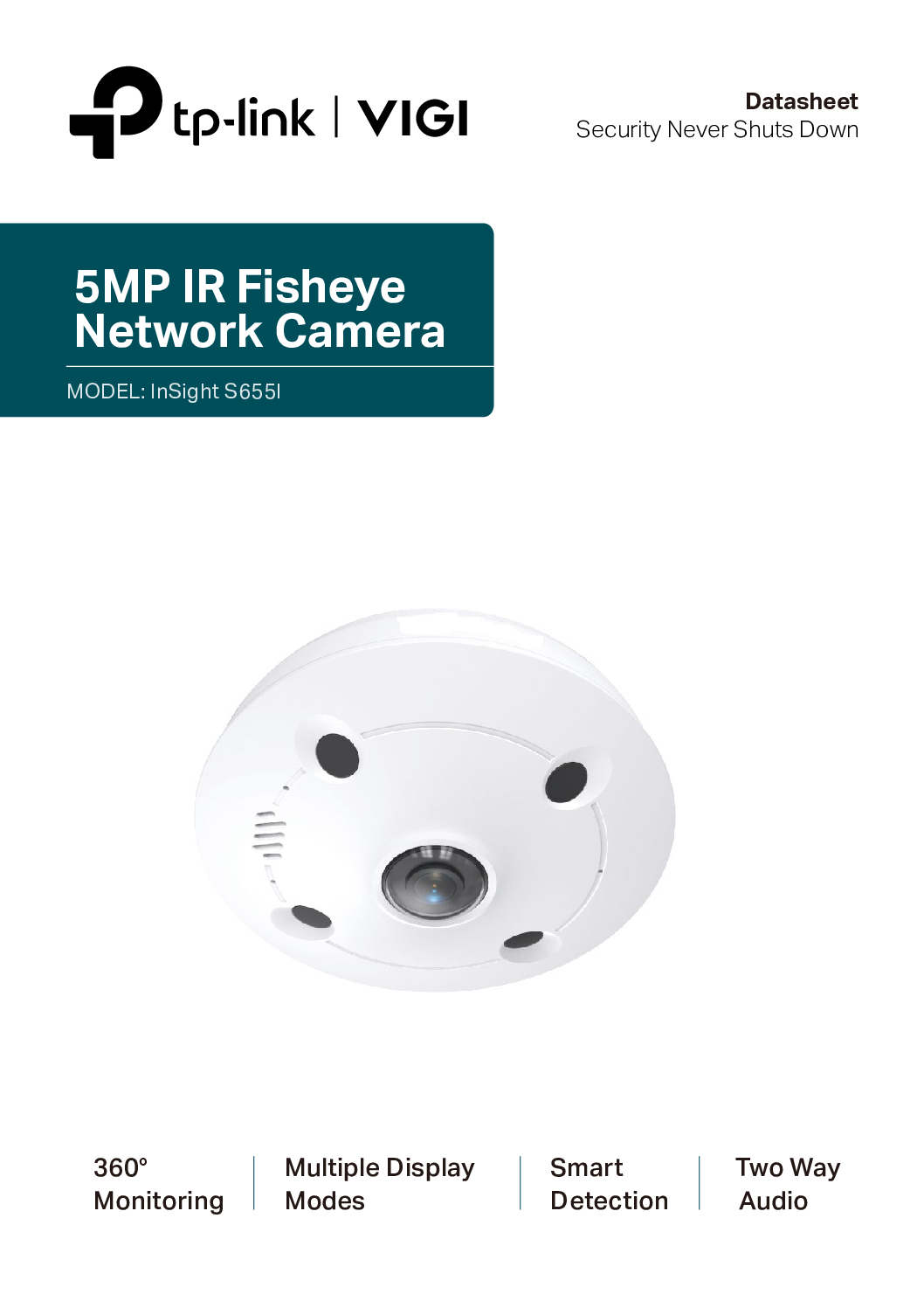 TP-LINK InSight S655I 5MP Fisheye Camera 360° Pano NEW